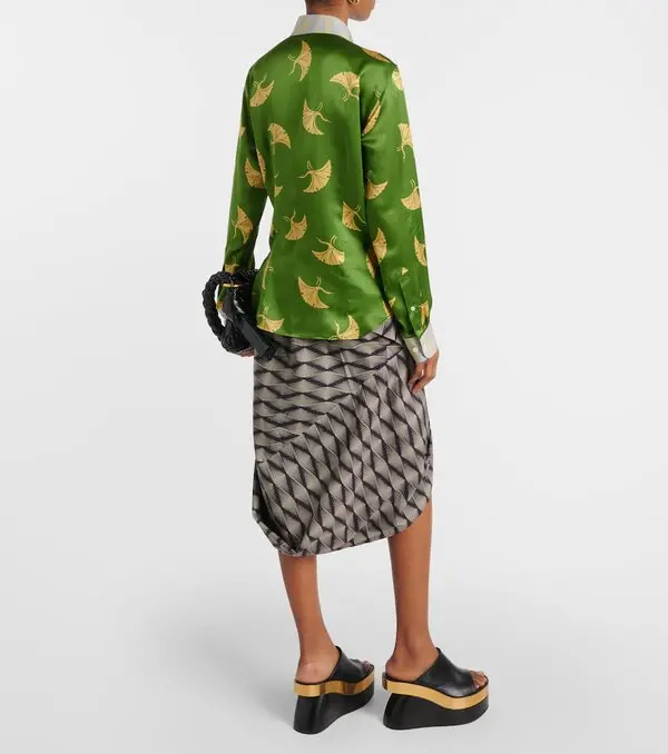 Dries Van Noten Printed Silk-blend Satin Shirt