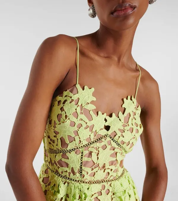 self portrait azaelea dress green Self-Portrait Azaelea Lace Midi Dress In Green - 30% Off