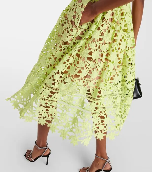 self portrait azaelea dress green Self-Portrait Green Mesh Azalea Lace Midi Dress S Self-Portrait