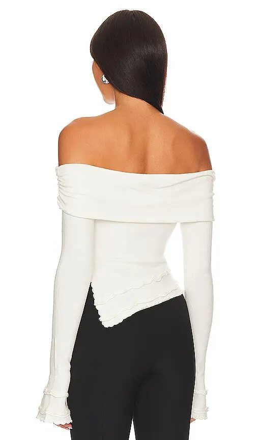 GUIZIO Soler Fold Over Knit Top - White