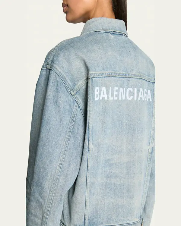 Balenciaga Logo Denim Jacket - Terre | Editorialist