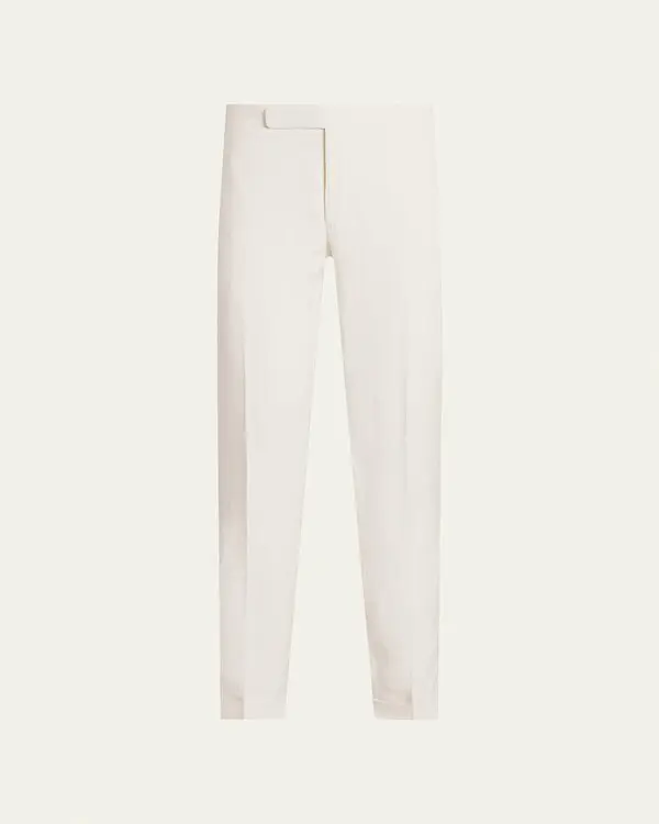 Ralph Lauren Purple Label Gregory Silk-linen Trousers - Cream