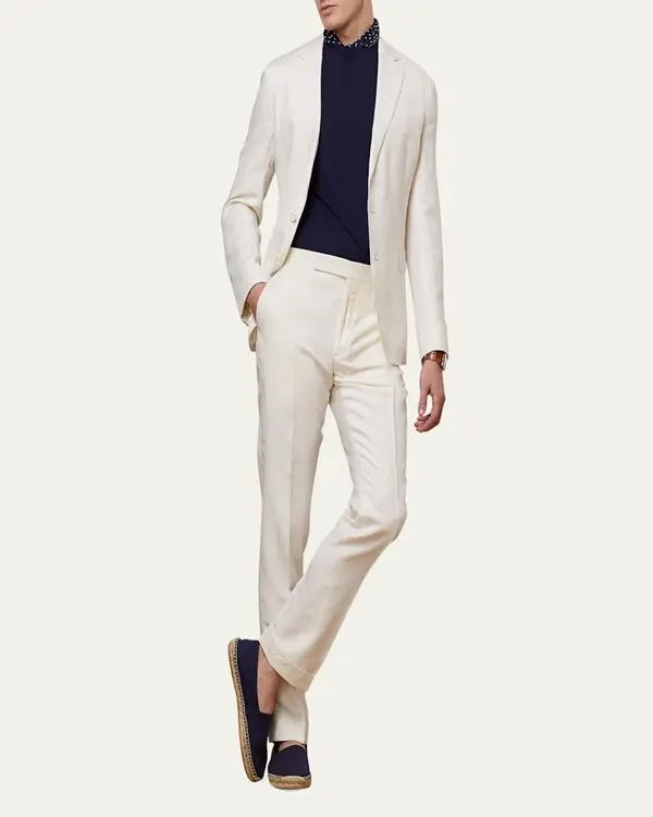 Ralph Lauren Purple Label Gregory Silk-linen Trousers - Cream