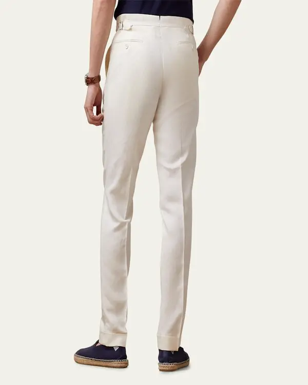 Ralph Lauren Purple Label Gregory Silk-linen Trousers - Cream