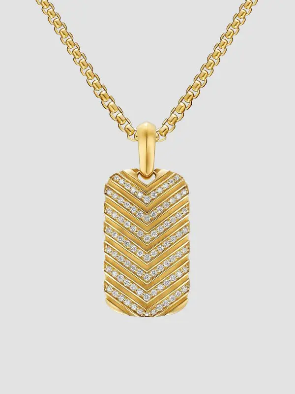 David Yurman Chevron Tag In 18k Yellow Gold - Diamond