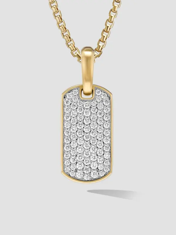 David Yurman Chevron Tag In 18k Yellow Gold - Diamond