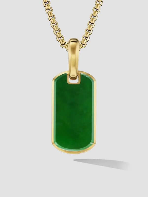 David Yurman Chevron Tag In 18k Yellow Gold - Nephrite Jade