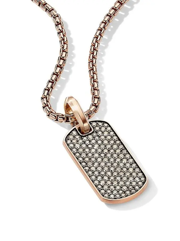 David Yurman Chevron Tag In 18k Rose Gold