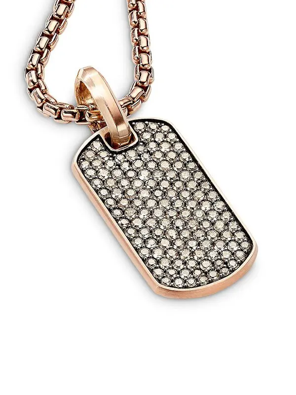 David Yurman Chevron Tag In 18k Rose Gold