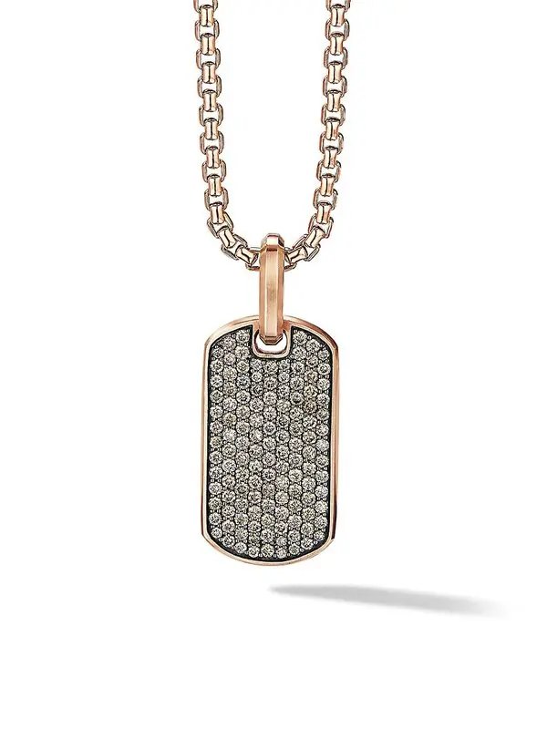 David Yurman Chevron Tag In 18k Rose Gold
