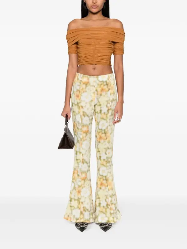 Acne Studios Abstract-print Flared Trousers