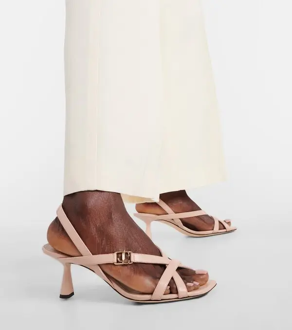 JIMMY CHOO Jess 95 Leather Sandals - Brown