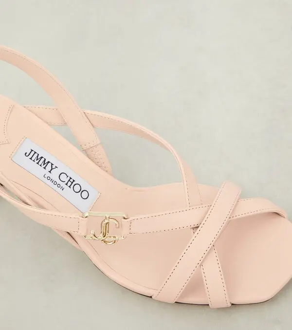 JIMMY CHOO Jess 95 Leather Sandals - Brown