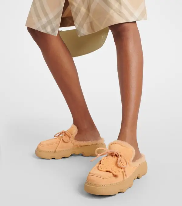 Burberry Stony Suede Mules - Pink