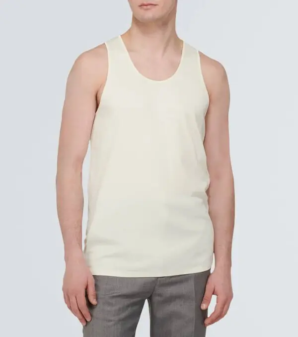 LEMAIRE Ribbed-knit Cotton Jersey Tank Top - Yellow