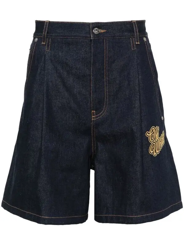 Off-White 90s Logo Denim Shorts - Blue