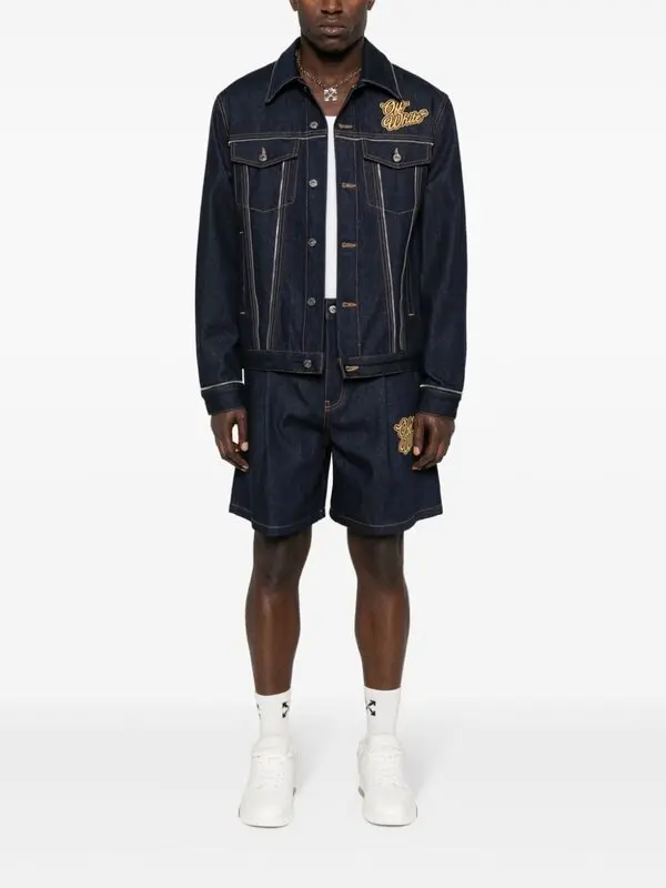 Off-White 90s Logo Denim Shorts - Blue