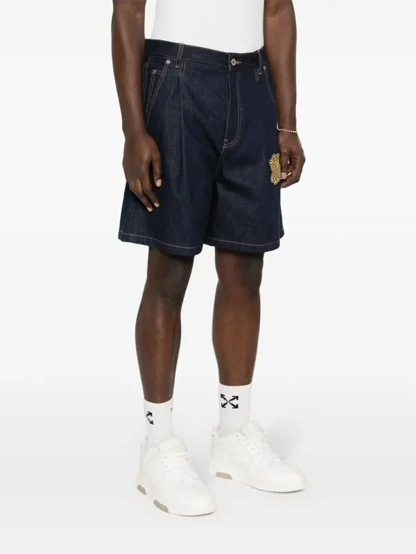 Off-White 90s Logo Denim Shorts - Blue