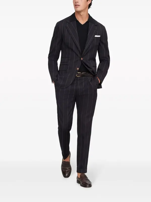 Brunello Cucinelli Stripe-pattern Wool-blend Tapered Trousers