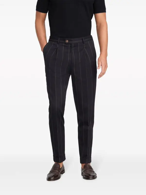 Brunello Cucinelli Stripe-pattern Wool-blend Tapered Trousers