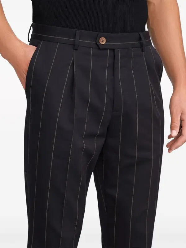 Brunello Cucinelli Stripe-pattern Wool-blend Tapered Trousers