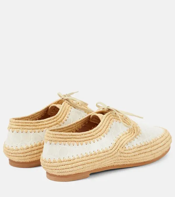 Clergerie Idana Leather-trimmed Straw Brogues