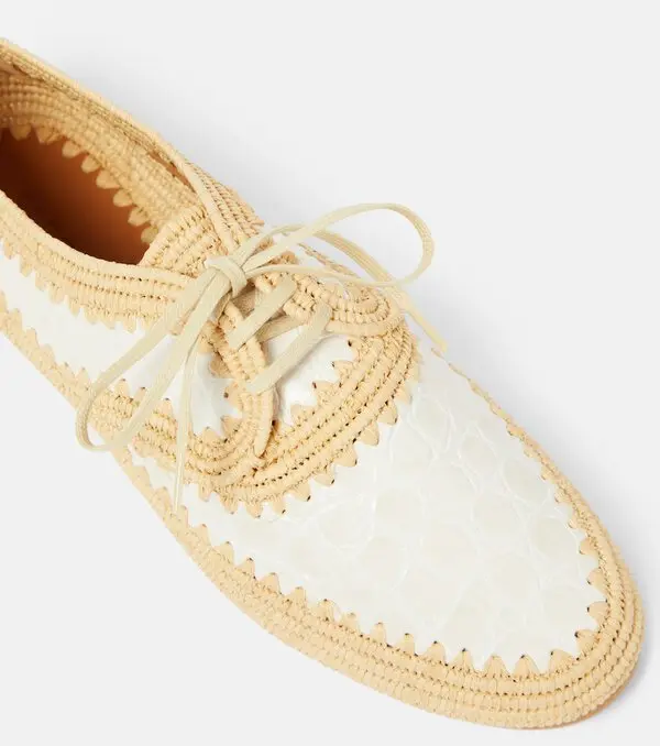 Clergerie Idana Leather-trimmed Straw Brogues