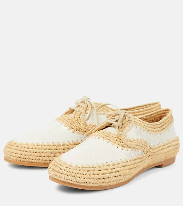 Clergerie Idana Leather-trimmed Straw Brogues