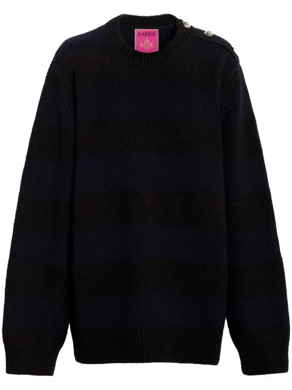 BARRIE Striped Ribbed-knit Jumper - Black