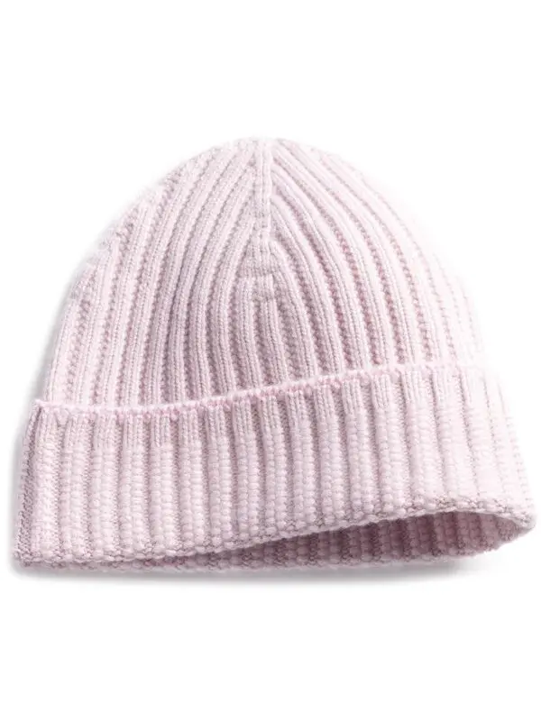 BARRIE Ribbed-knit Cashmere Beanie - Pink