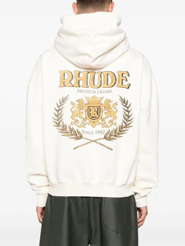 Rhude Cresta Cigar Cotton Hoodie - White