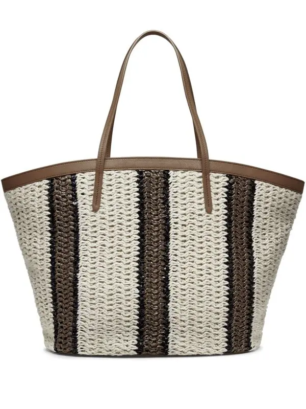 Brunello Cucinelli Striped Woven Tote Bag