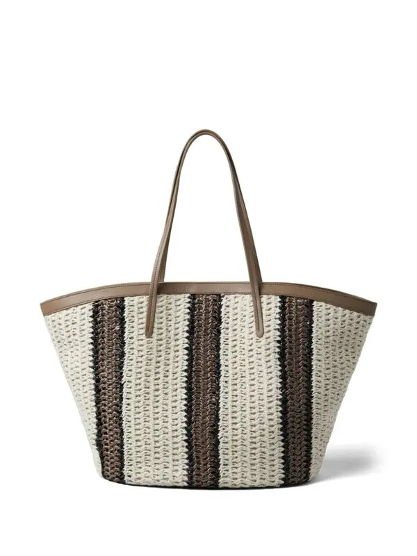 Brunello Cucinelli Striped Woven Tote Bag