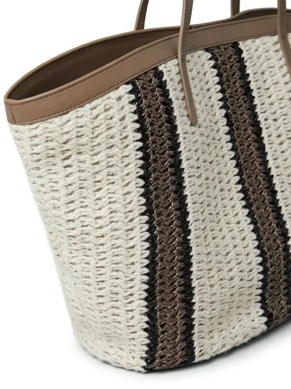 Brunello Cucinelli Striped Woven Tote Bag