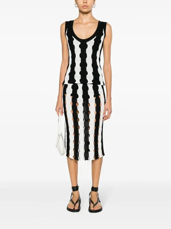 Pinko Cut-out Striped Midi Skirt