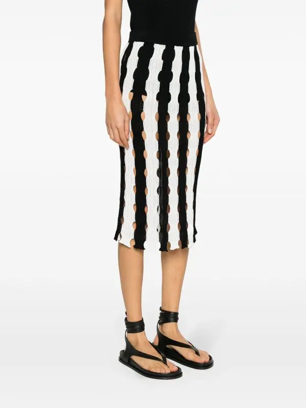 Pinko Cut-out Striped Midi Skirt