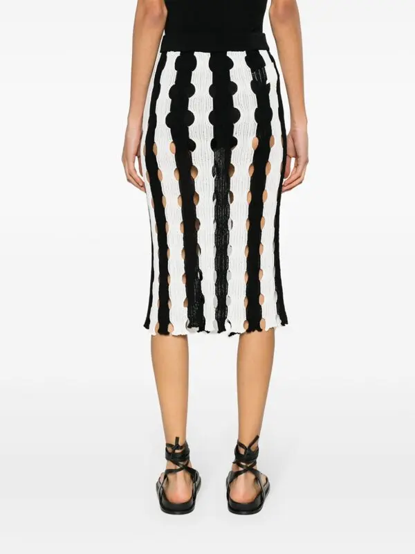 Pinko Cut-out Striped Midi Skirt