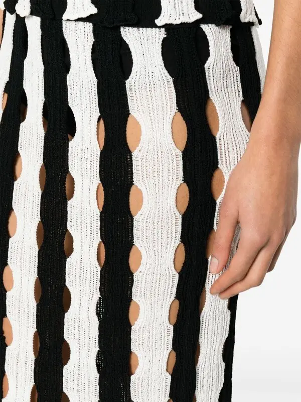 Pinko Cut-out Striped Midi Skirt