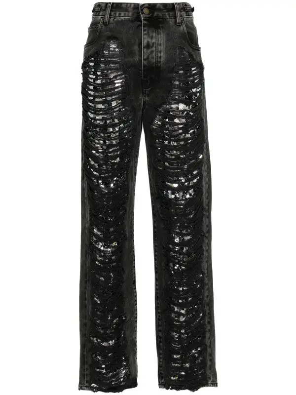DARKPARK Karen Distressed Tapered Jeans - Grey