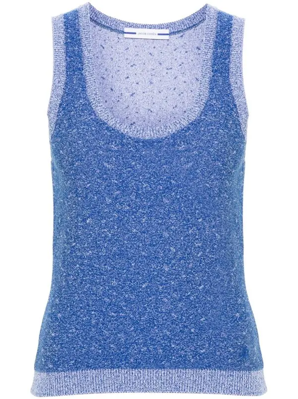 Jacob Cohen Logo-embroidered Bouclé Top - Blue