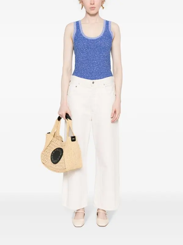 Jacob Cohen Logo-embroidered Bouclé Top - Blue