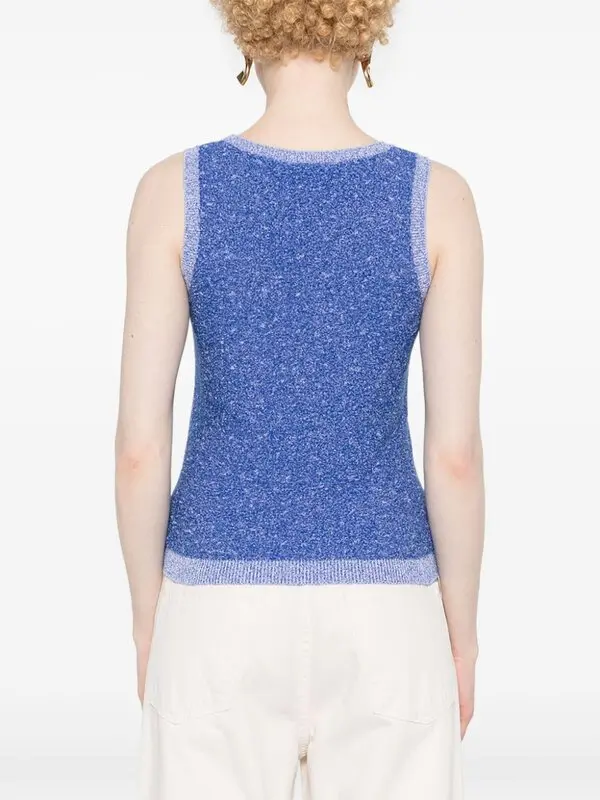Jacob Cohen Logo-embroidered Bouclé Top - Blue