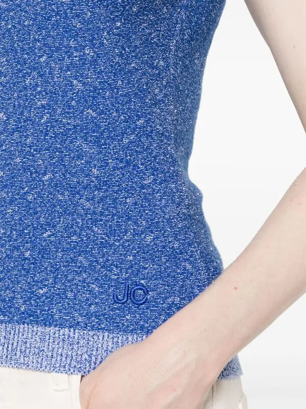 Jacob Cohen Logo-embroidered Bouclé Top - Blue