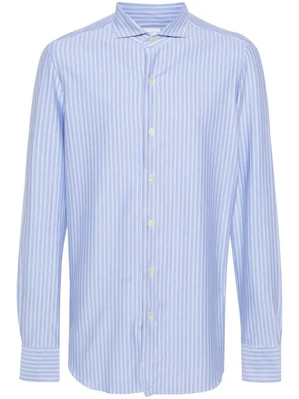 FINAMORE 1925 Vertical-striped Shirt - Blue
