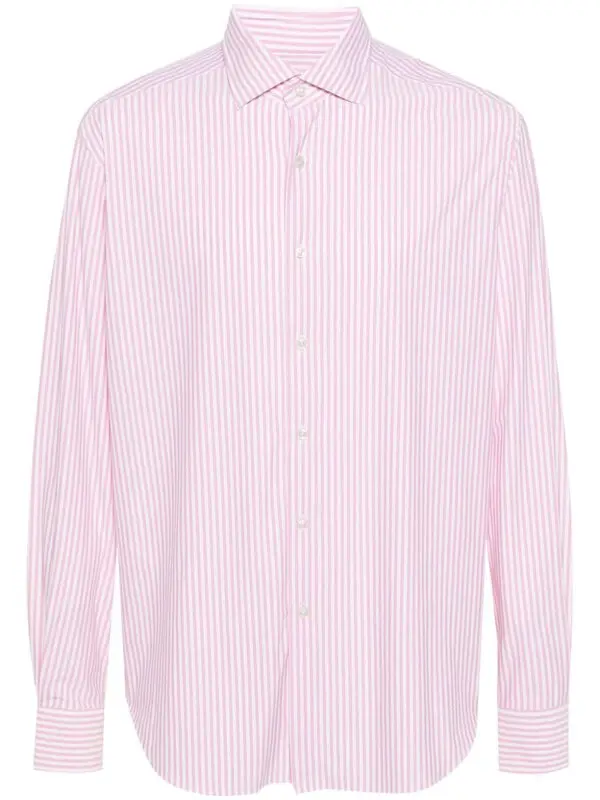 XACUS Vertical-striped Shirt - Pink