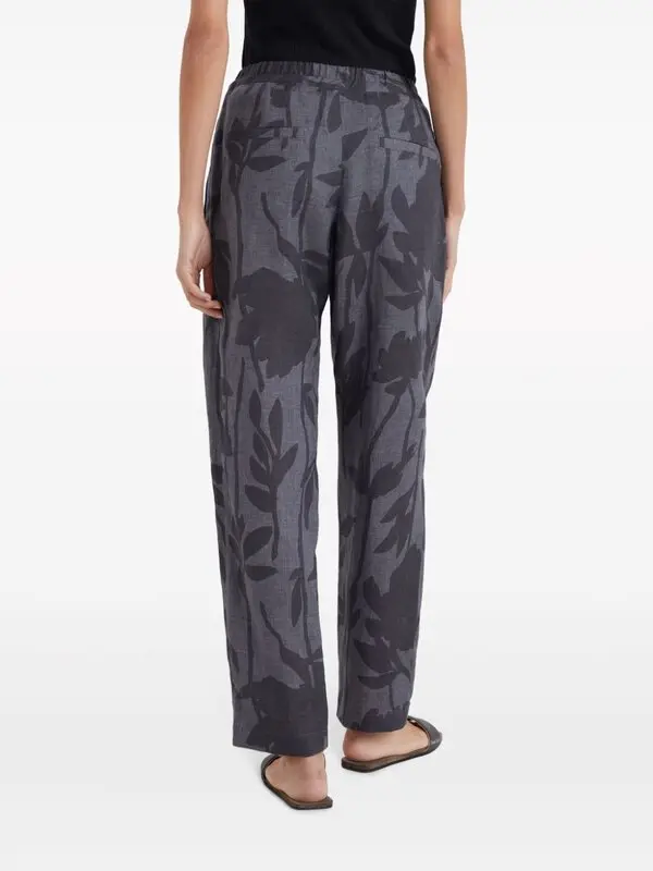 Brunello Cucinelli Floral Print Linen Trousers