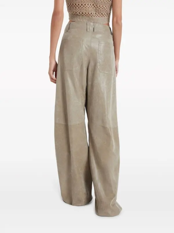 Brunello Cucinelli Wet-effect Leather Trousers