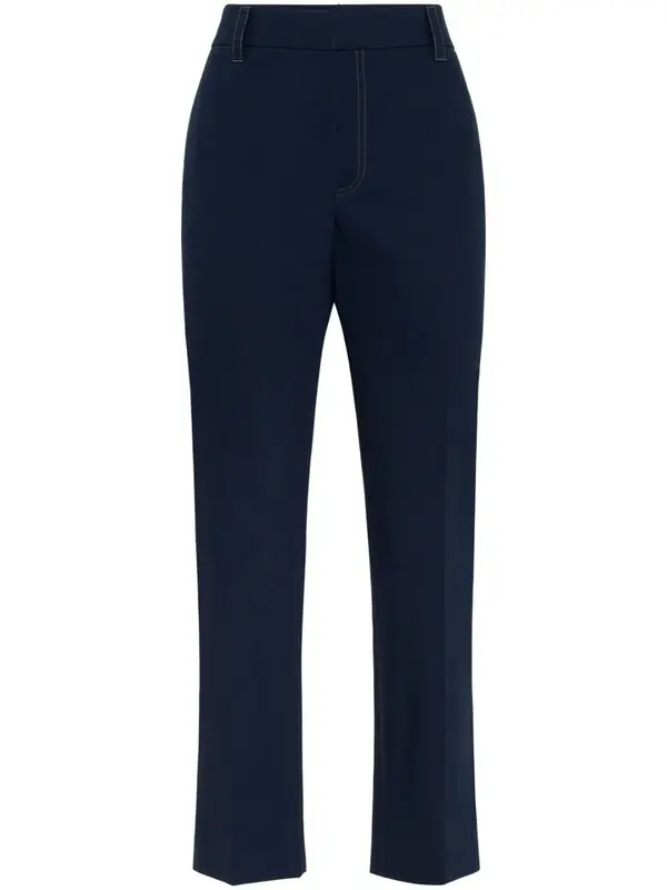 Brunello Cucinelli Monili Chain-embellished Straight Leg Trousers - Blue