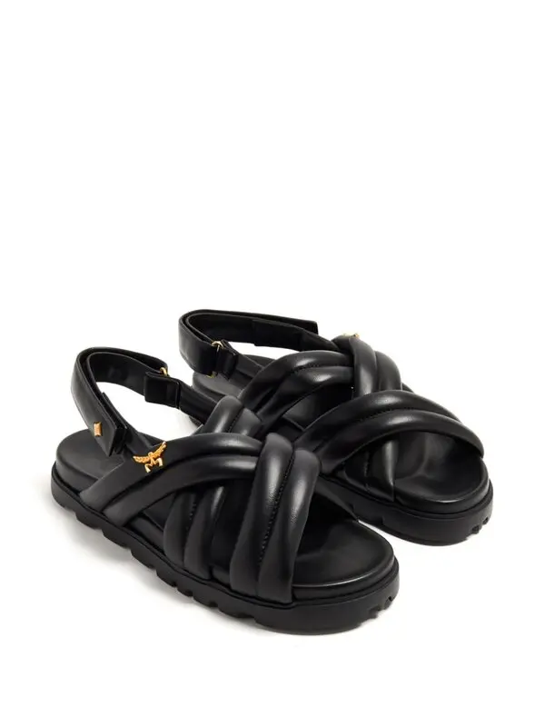 Mcm Crossover Padded Leather Sandals