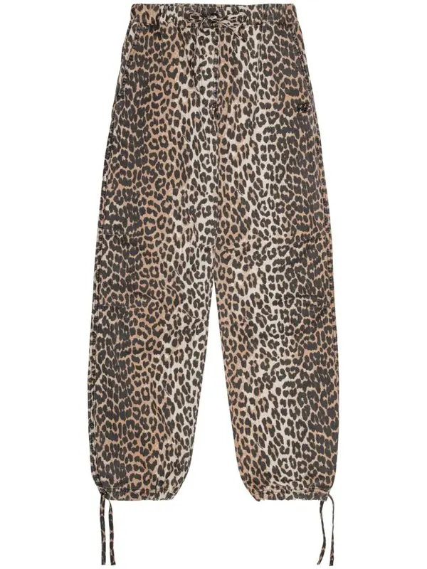 GANNI Leopard-print Drawstring Trousers